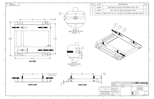 Motor Slide Bases | pdblowers, Inc.